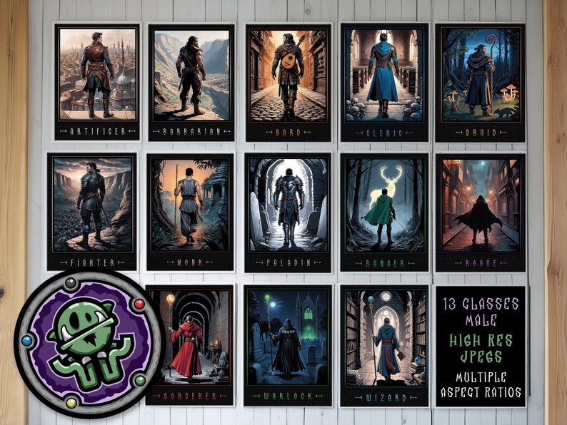 Dnd 5e Character Class Digital Poster Bundle, 26 Male and Female ...