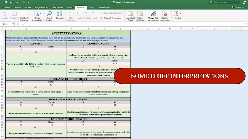 Rey Auditory Verbal Learning Test (RAVLT) - Autoscoring Template in ...