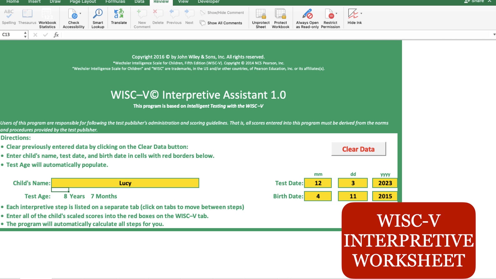 WISC-V wechsler Intelligence Scale for Children V Interpretive ...