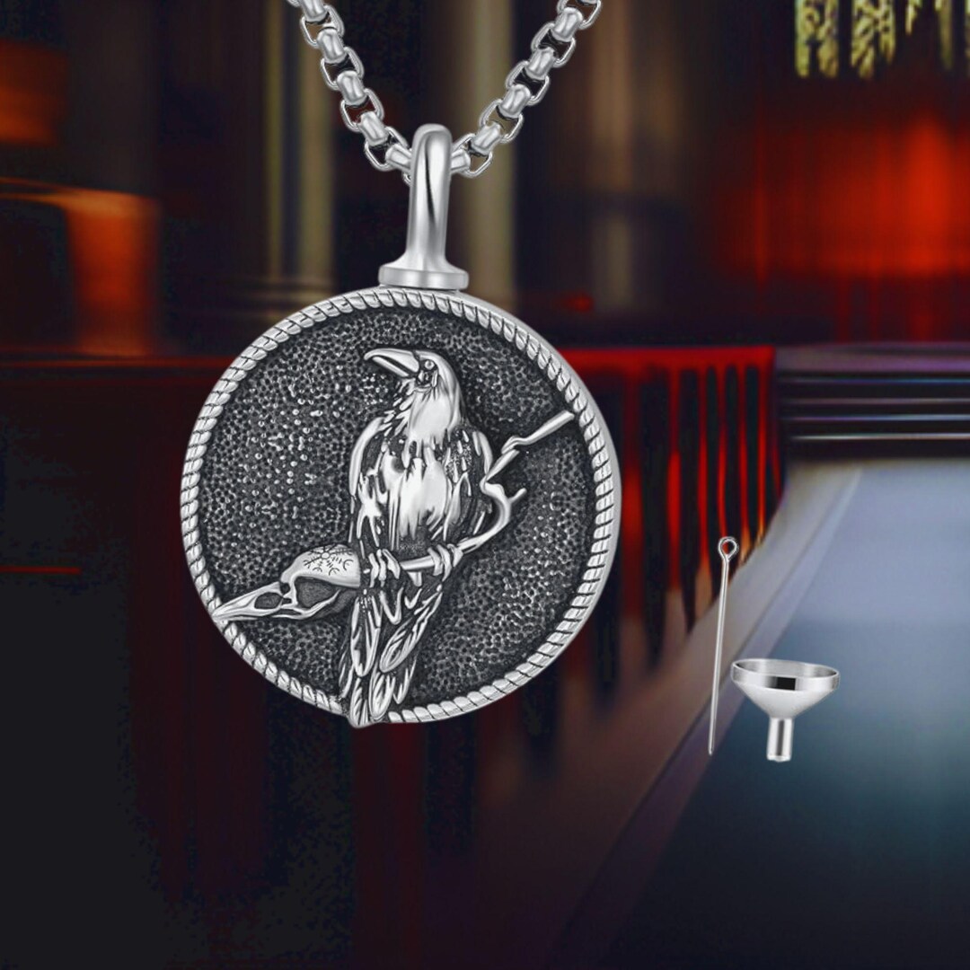 Raven Urn Necklace 925 Sterling Silver Crow Pendant for Ashes - Etsy