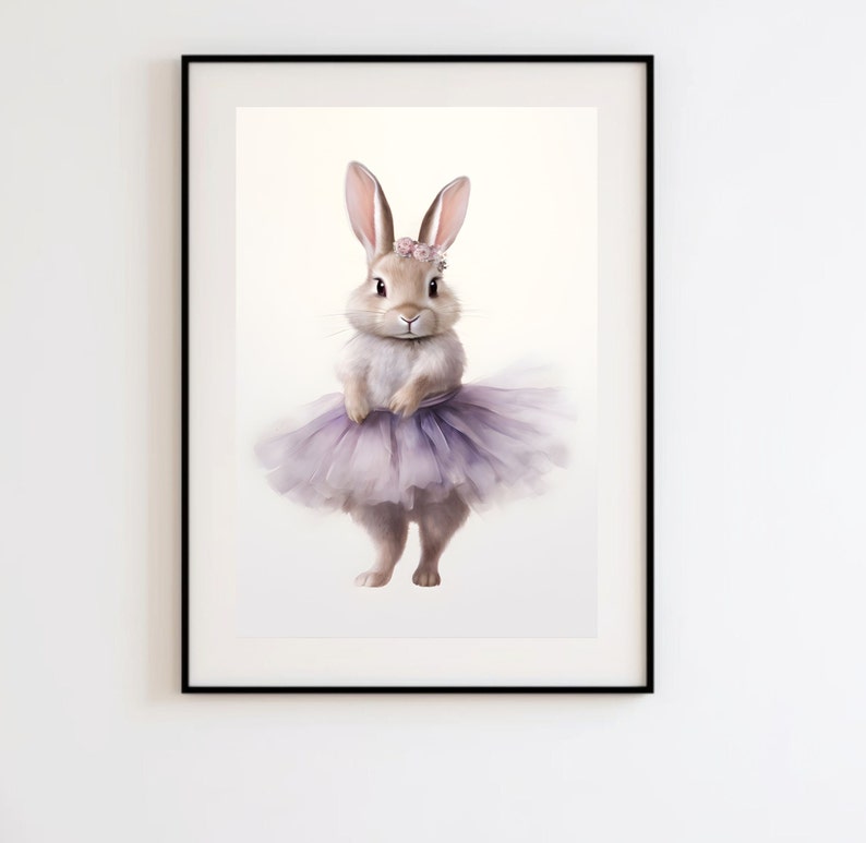 Ballerina Bunny, Watercolor Bunny in Violet/ Purple Tutu, Printable ...