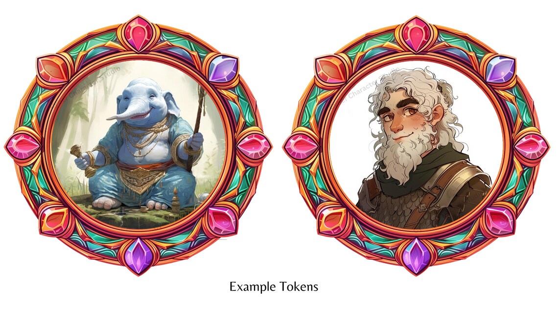 D&D Tokens Border Frames, Stained Glass Anime Style RPG Tokens, Dungeon ...