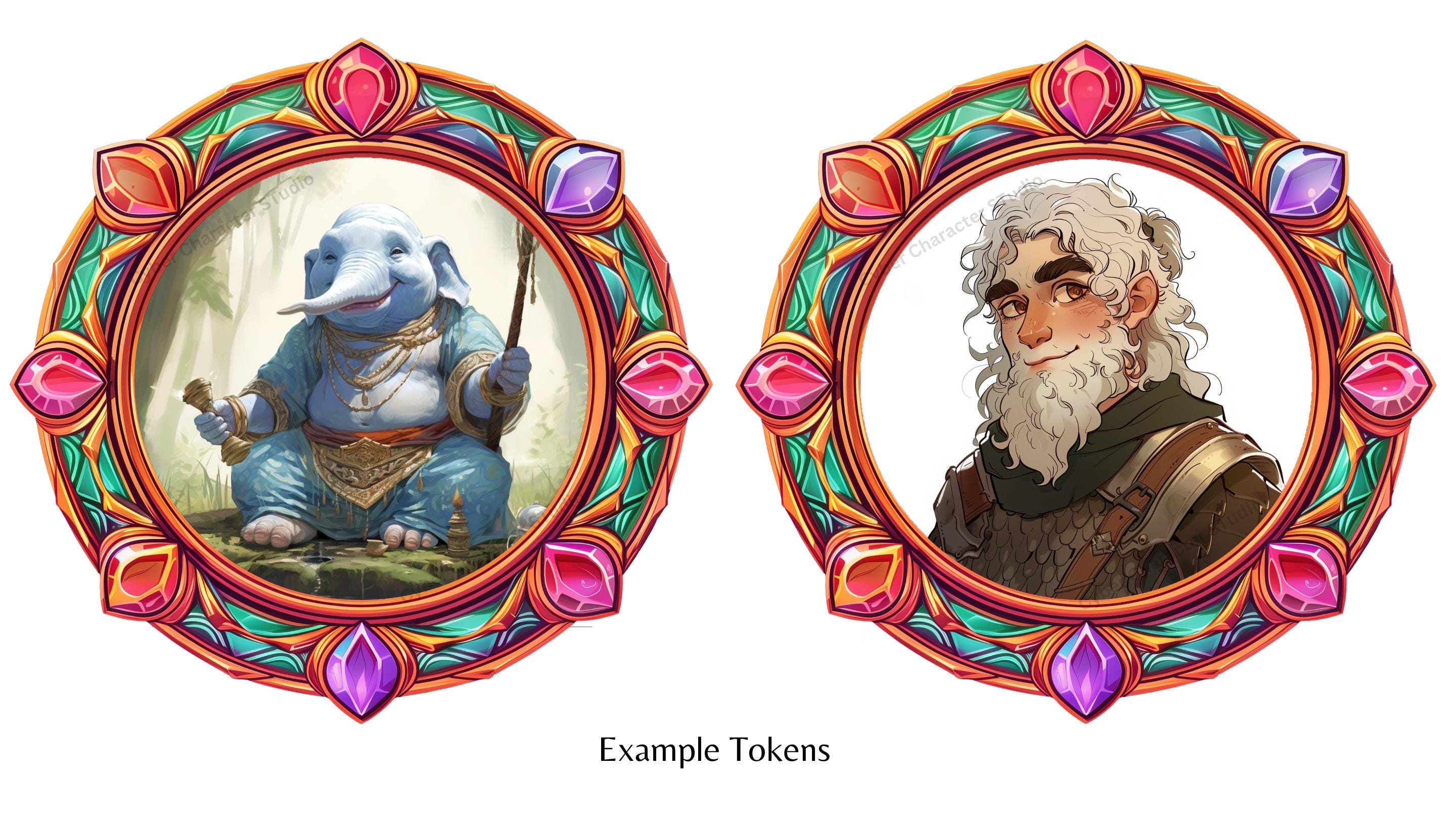 D&D Tokens Border Frames, Stained Glass Anime Style RPG Tokens, Dungeon ...