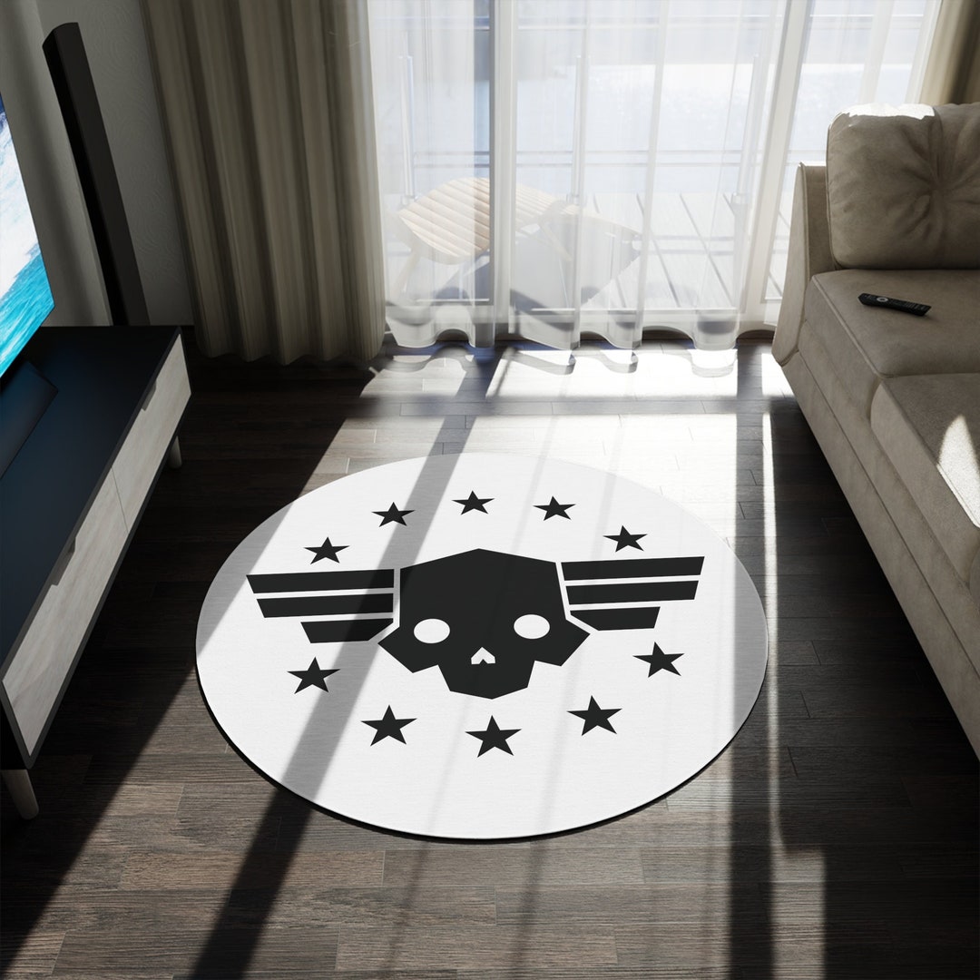 Helldivers 2 Round Rug, Skull Round Area Rug, Round Mat Gameroom, Gift ...
