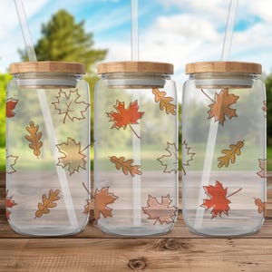 Autumn Leaves Libbey Can Glass, Fall Season Leaf Pattern Drinkware ...