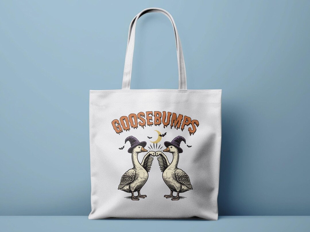 Goosebumps Goose Tote Bag, Halloween Tote Bag, Witch Hat Goose Tote ...
