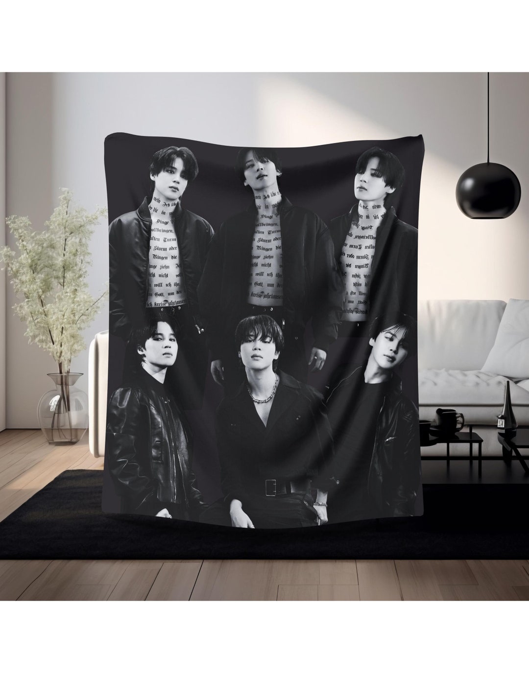 Jimin Face Velveteen Microfiber Blanket Fanmade BTS-ARMY Merch Gift to ...