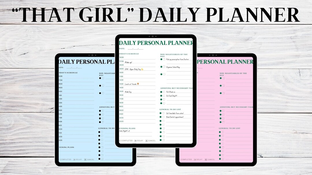 Undated Daily Digital Planner, Student Planner, Daily to Do List, Daily ...