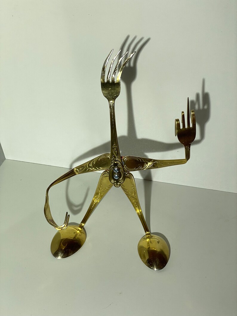 Middle Finger Wednesday Cutlery Man, Sculpture, Vintage Handcraft ...