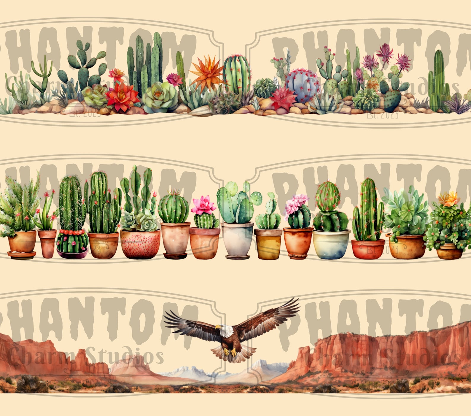 Watercolor Desert Borders Clipart Bundle I Scenery, Natural Tones ...