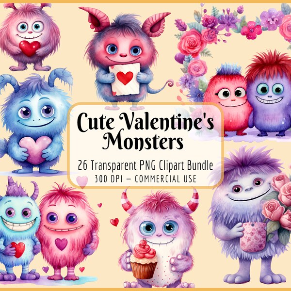 Monsters Clipart - Etsy