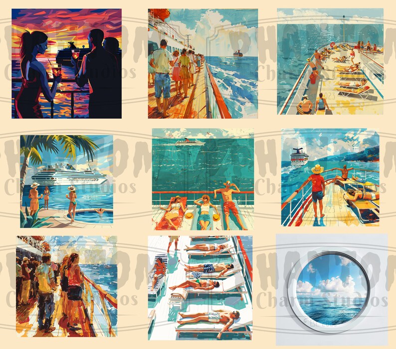 Cruise Vacation Clipart: Ocean Travel, Cruise Ships Deck, Summer ...