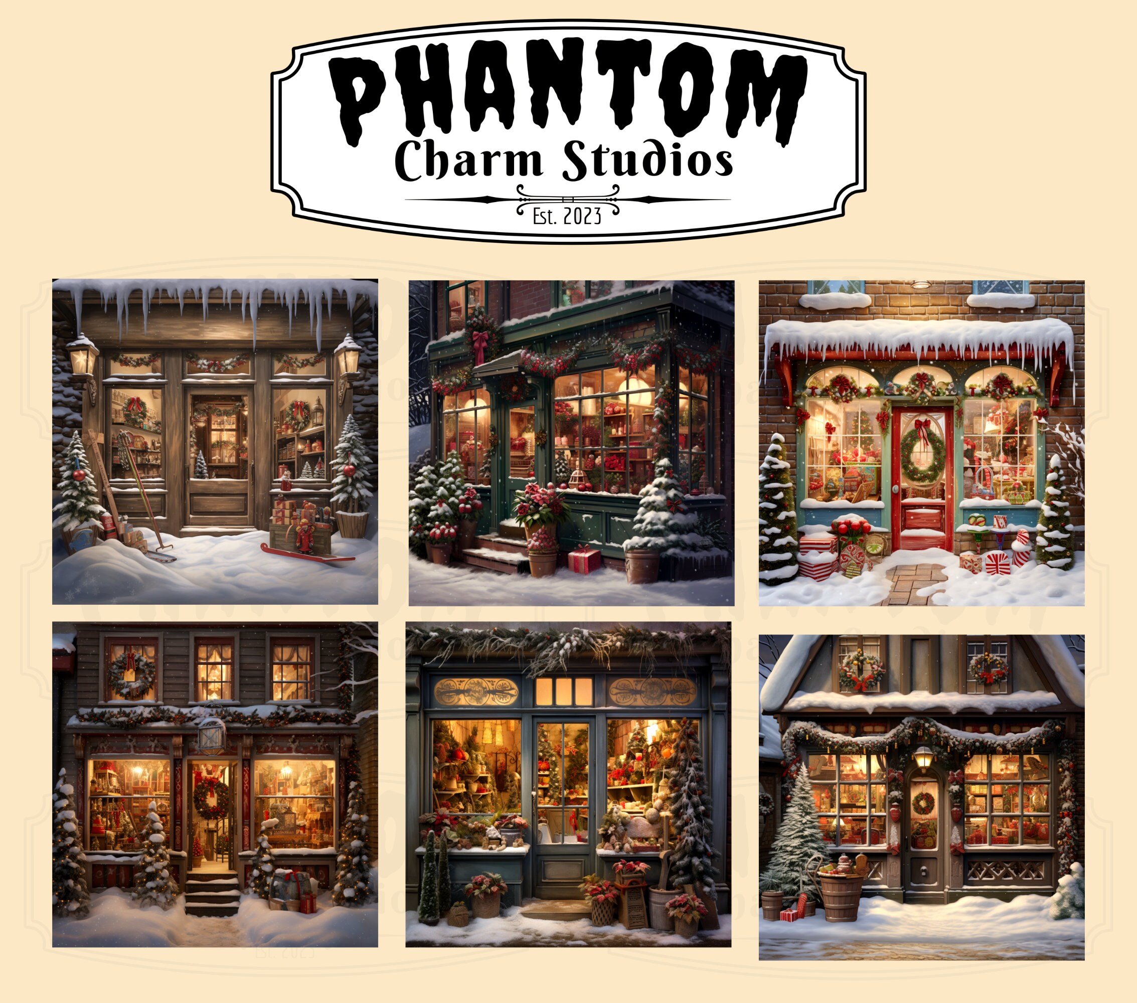 20 Holiday Store Fronts Clipart Bundle Christmas Decor Winter Holiday ...