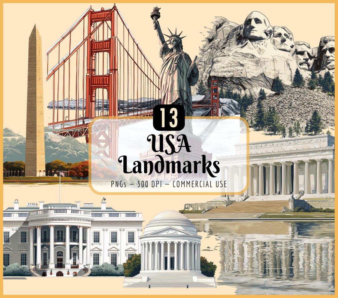 USA Landmarks Clipart: Summer Travel, Historic Monuments Homeschooling ...