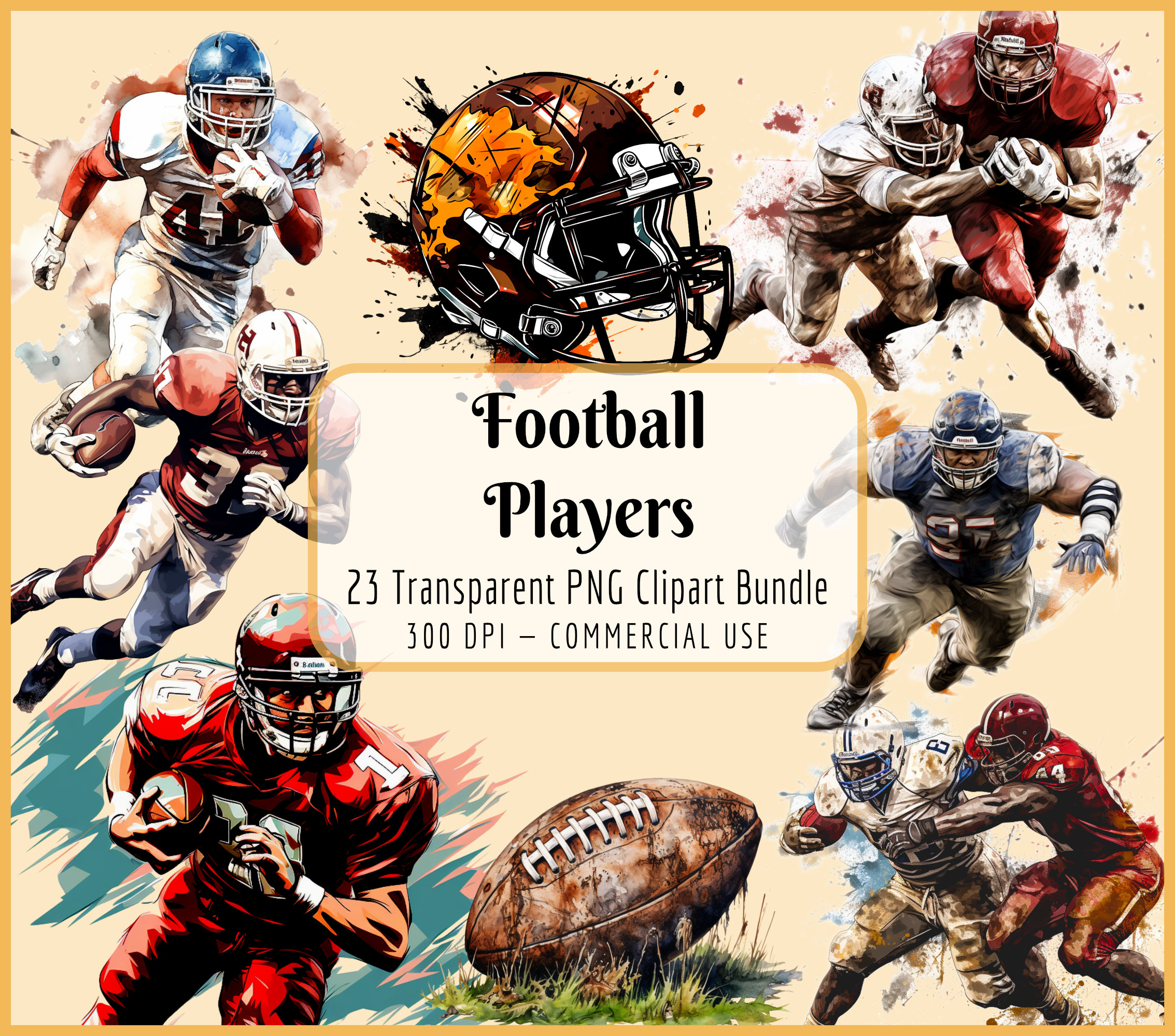 Football Players Clipart Bundle | Boys Clipart Sport Football Superbowl ...