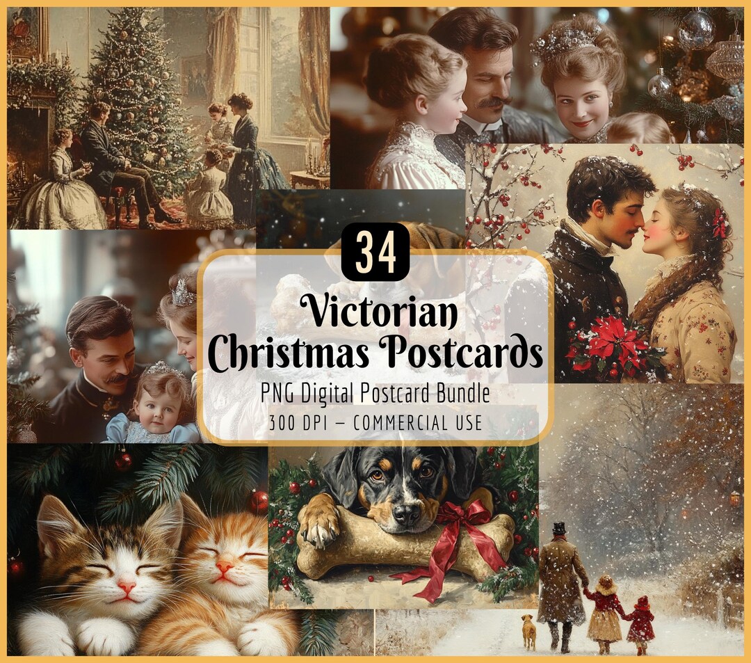 Victorian Christmas Postcards | Vintage Holiday, Festive Collage ...