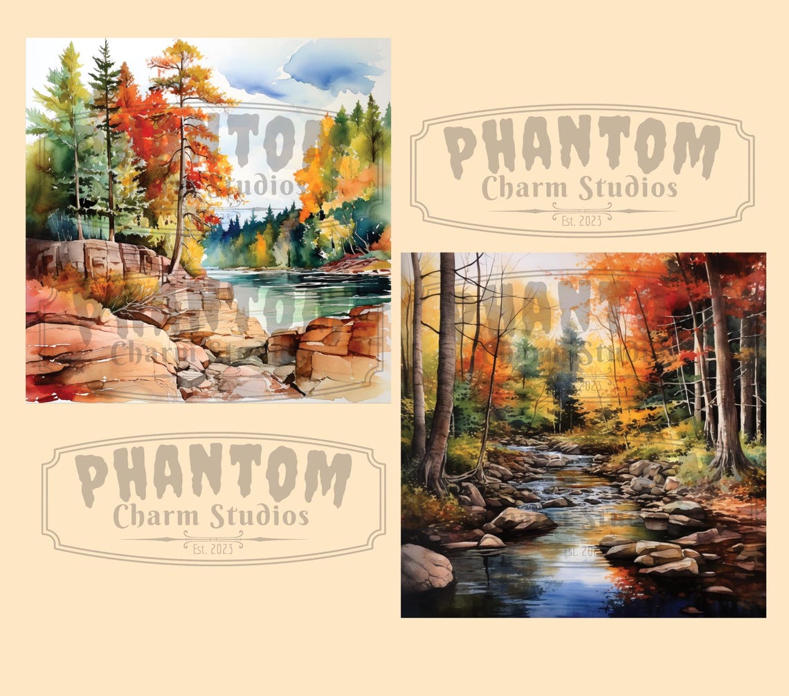 Watercolor Autumn Backgrounds: Digital Paper Pack, Fall Landscapes ...