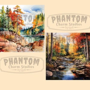 Watercolor Autumn Backgrounds: Digital Paper Pack, Fall Landscapes ...