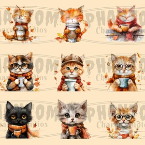 Autumn Cats Clipart Bundle | Watercolor, Cozy Fall Graphics, Pumpkins ...
