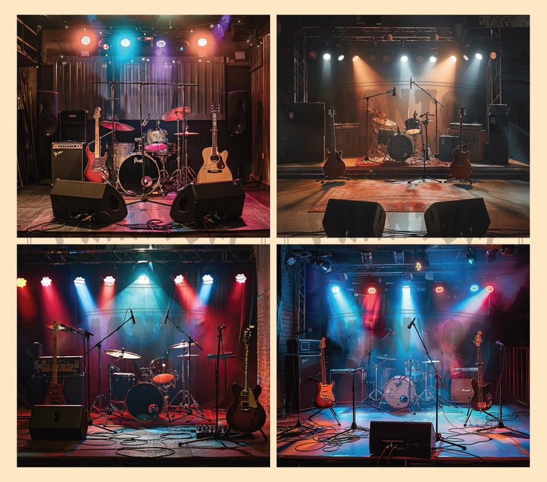 Music Stage Digital Paper Pack | Concerts, Dive Bar, Honky Tonk ...
