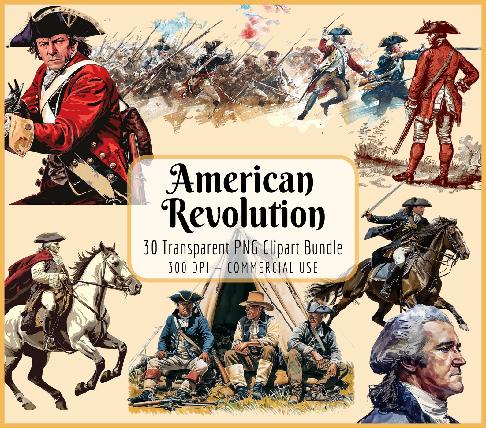 American Revolution Clipart Bundle I 1776 Minutemen Battle Reenactment ...