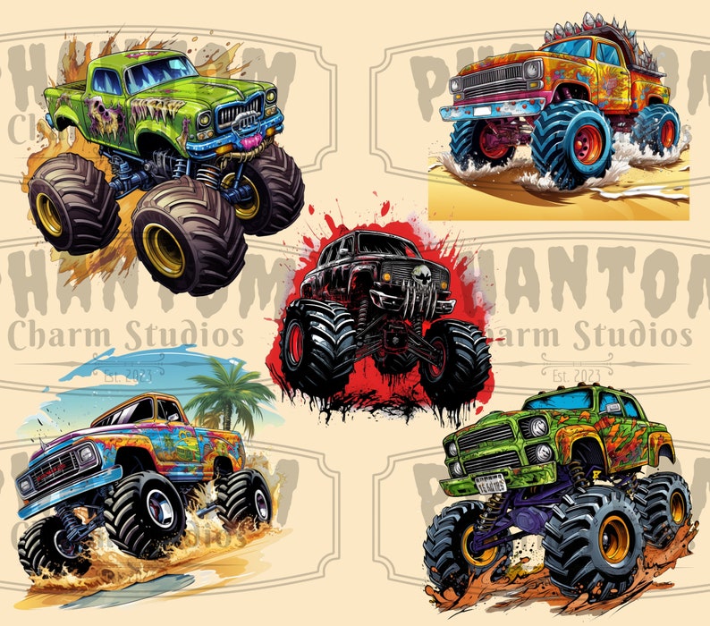 Monster Trucks Clipart Bundle | Extreme Off-road Vehicle, Monster Truck ...