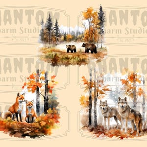 Autumn Forest Scenes Clipart Kit I Watercolor, Fall Landscape, Seasonal ...