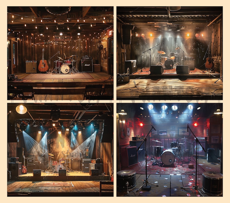 Music Stage Digital Paper Pack | Concerts, Dive Bar, Honky Tonk ...