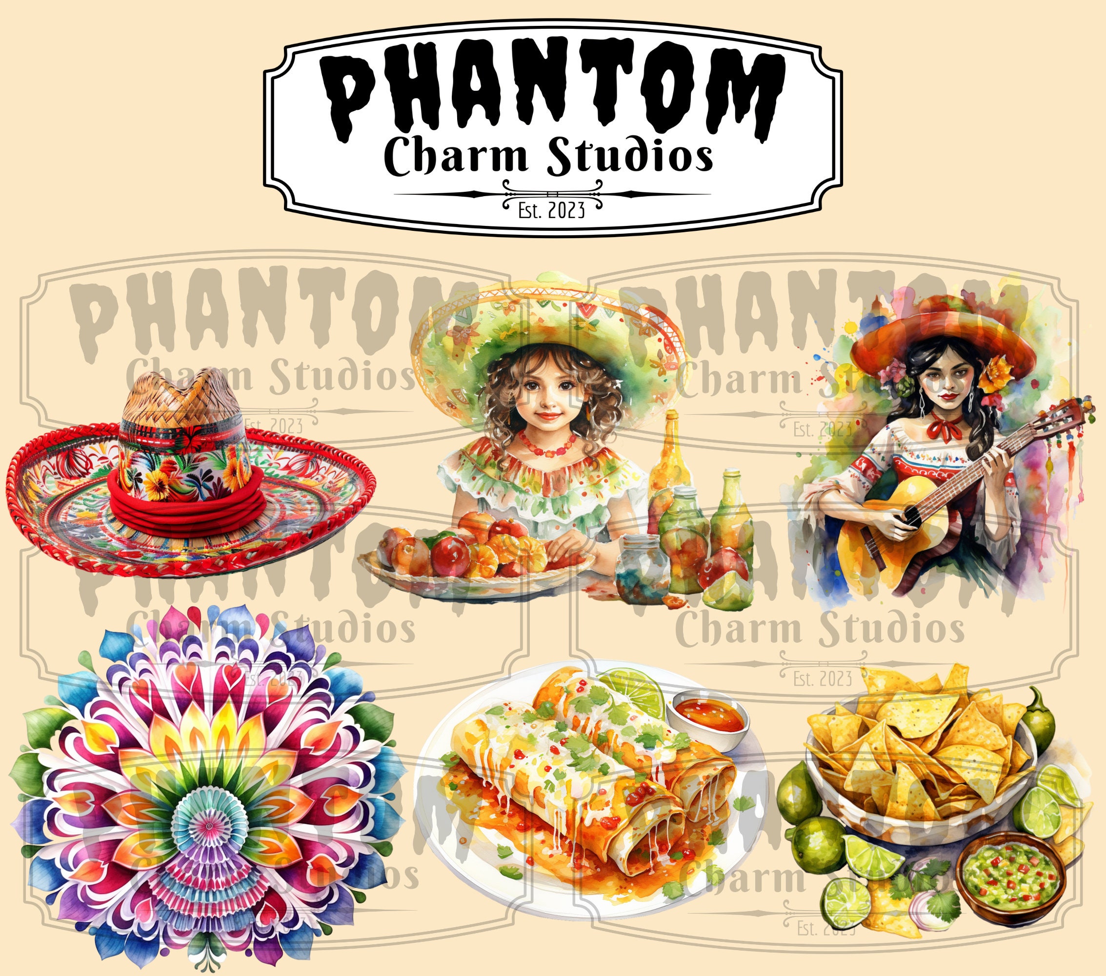 Mexican Cinco De Mayo Clipart Bundle | Colorful Watercolor, Fiesta ...
