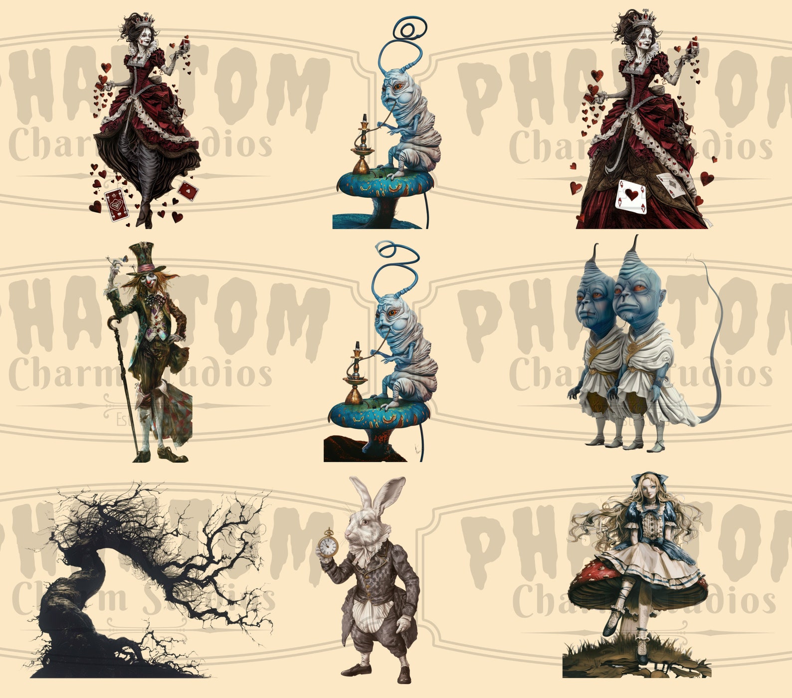 Dark Alice in Wonderland Clipart Bundle I Gothic Fantasy, Fairytale ...