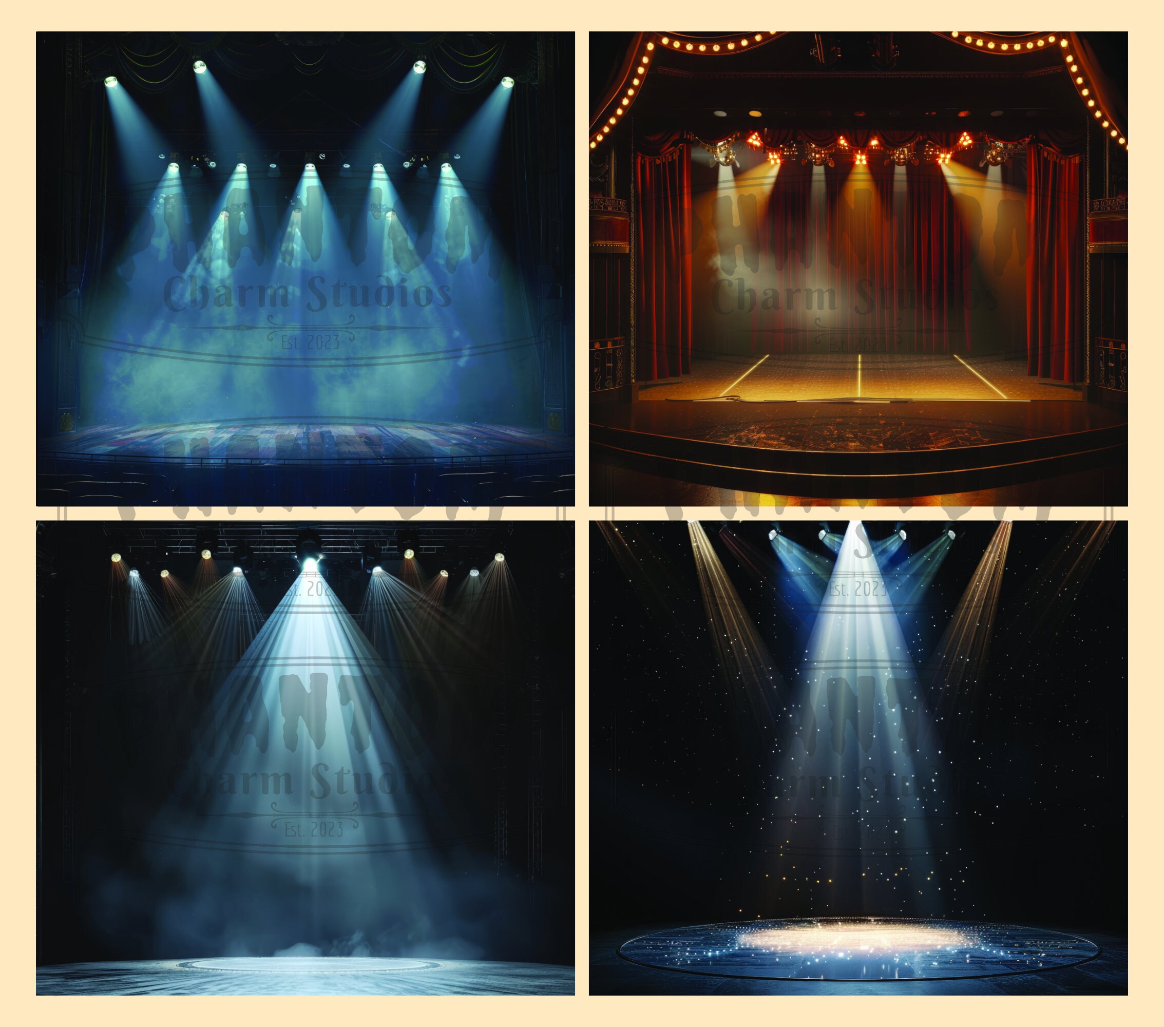 Performance Stage Digital Paper Pack | Theater Opera House Backgrounds ...