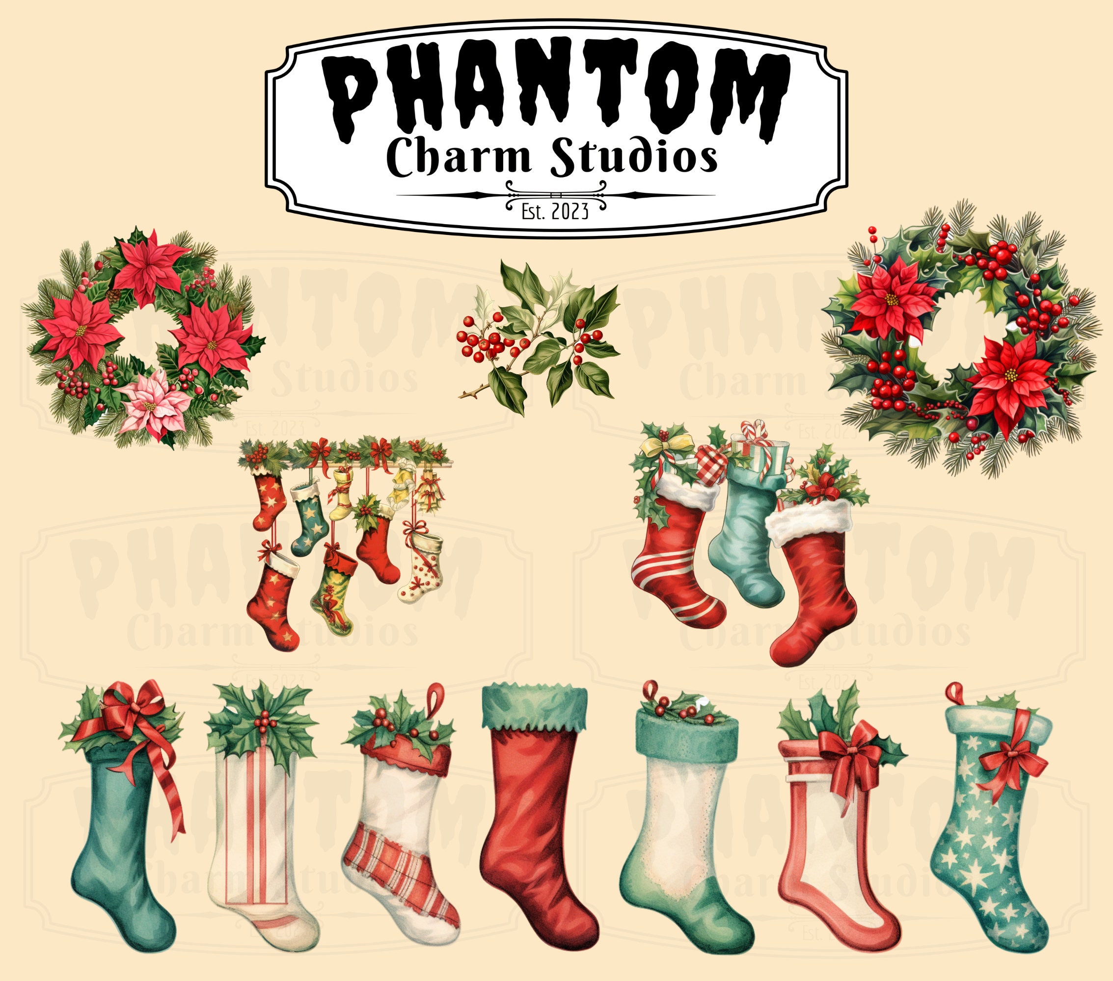 26 Vintage Christmas Clipart Digital Planner Holidays Decor Father ...