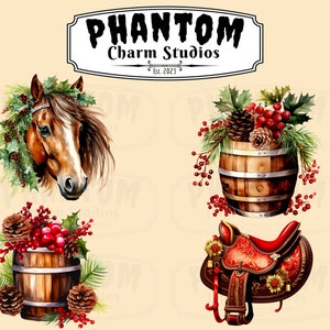 Cowboy Christmas Clipart Bundle | Watercolor, Festive Cowboy, Western ...