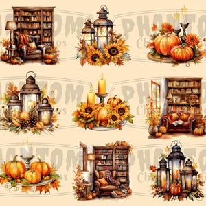 Cozy Autumn Clipart Bundle Fall Graphics, Sunflowers, Pumpkins ...