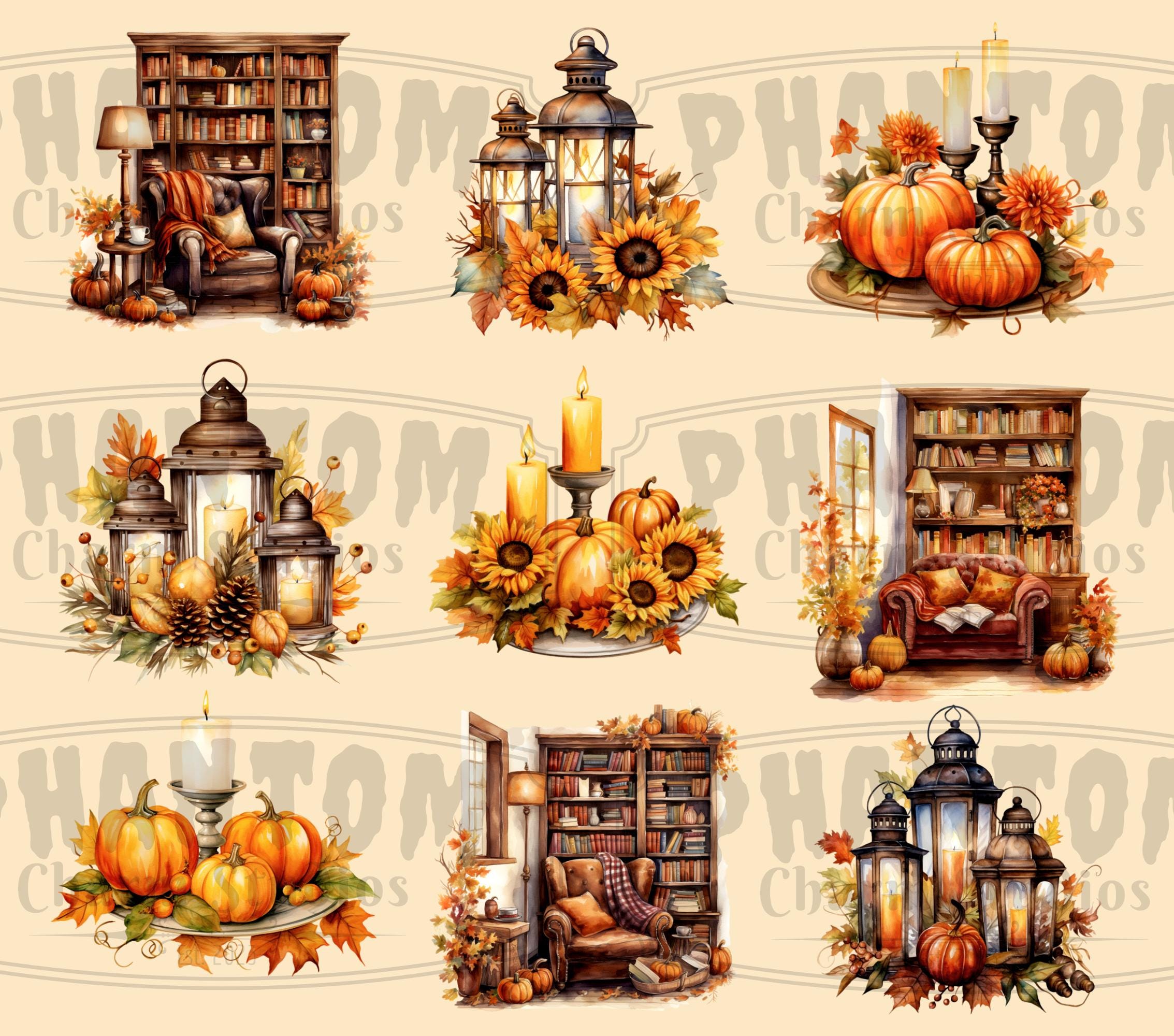 Cozy Autumn Clipart Bundle Fall Graphics, Sunflowers, Pumpkins ...