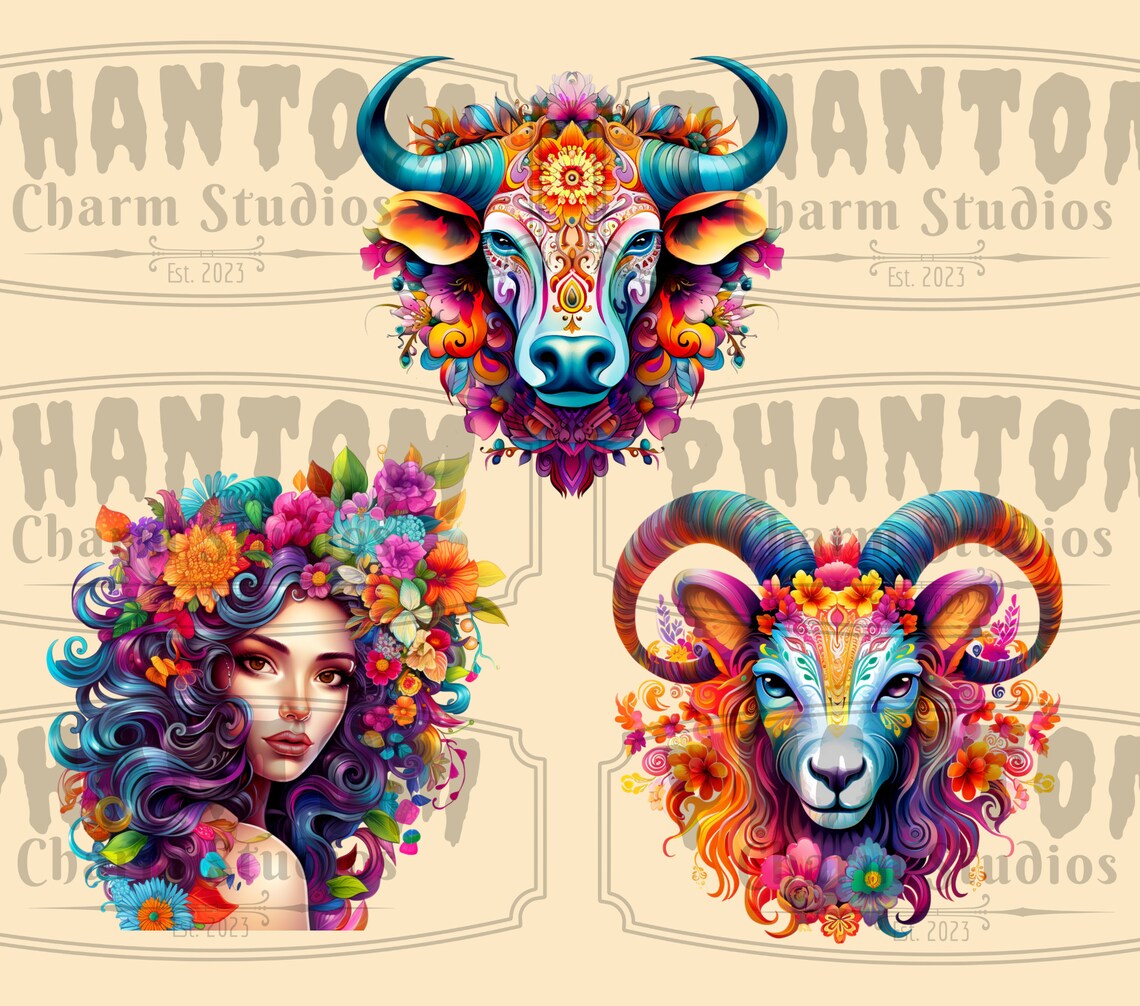 Multicultural Colorful Zodiac Sign Clipart Bundle Zodiac Signs ...