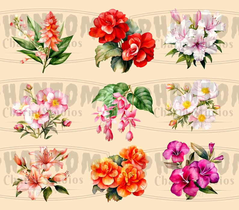 Watercolor Tropical Flowers Clipart Bundle I Exotic Floral, Summer ...