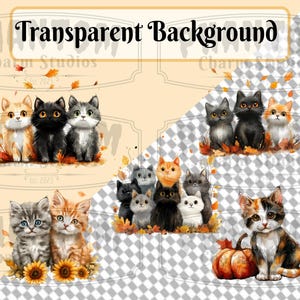 Autumn Cats Clipart Bundle | Watercolor, Cozy Fall Graphics, Pumpkins ...