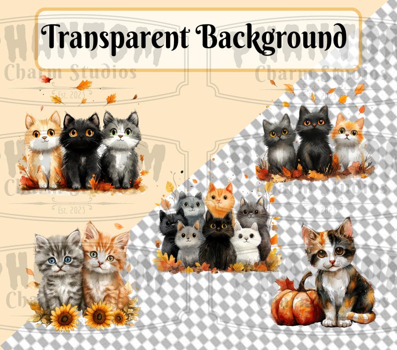 Autumn Cats Clipart Bundle | Watercolor, Cozy Fall Graphics, Pumpkins ...