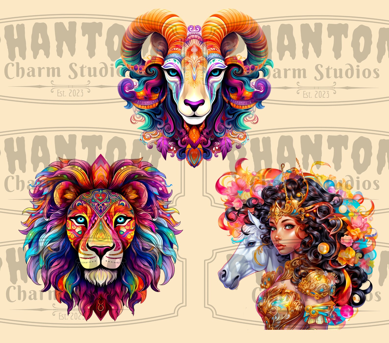 Multicultural Colorful Zodiac Sign Clipart Bundle Zodiac Signs ...