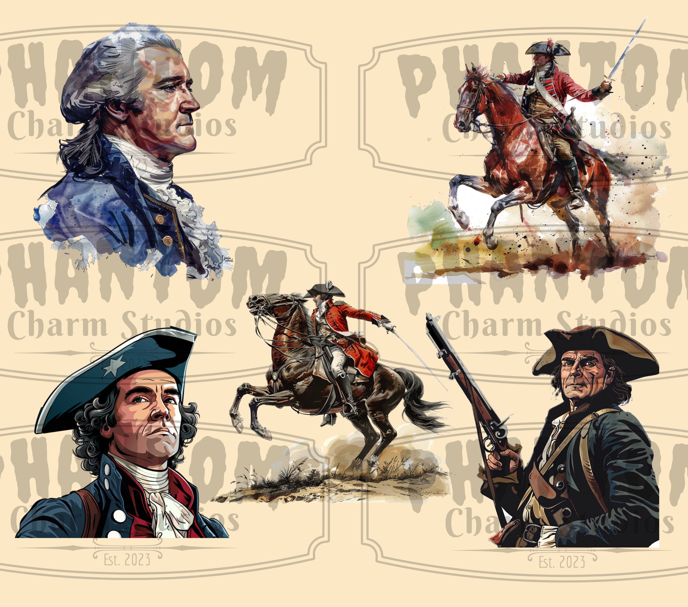American Revolution Clipart Bundle I 1776 Minutemen Battle Reenactment ...
