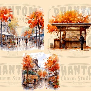 Autumn City Scenes Clipart Bundle I Watercolor, Landscapes, Fall ...