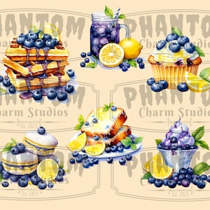 Blueberry Lemon Clipart Bundle | Watercolor, Dessert, Fruit, Menu ...