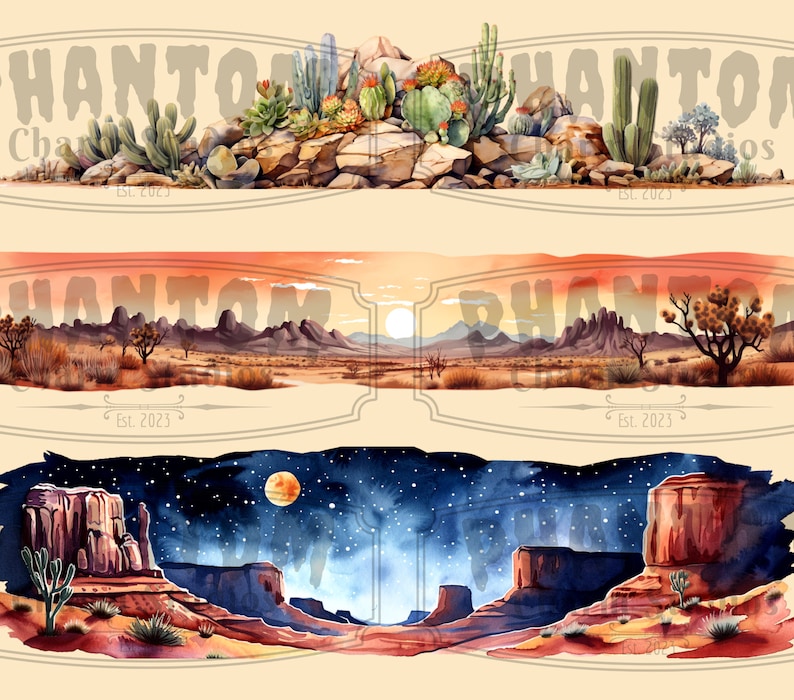 Watercolor Desert Borders Clipart Bundle I Scenery, Natural Tones ...