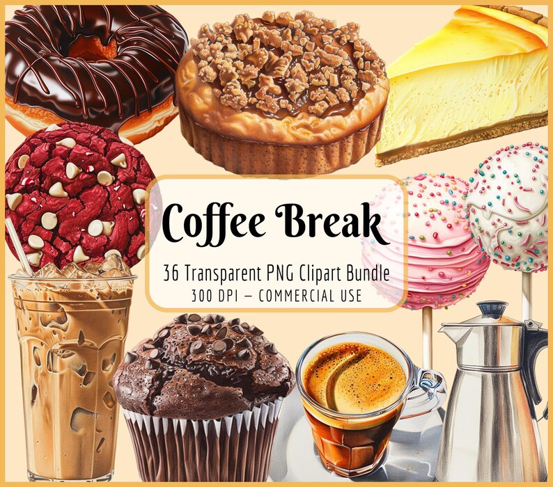 Coffee Break Clipart Bundle I Iced Coffee Drinks, Cappuccino Espresso ...