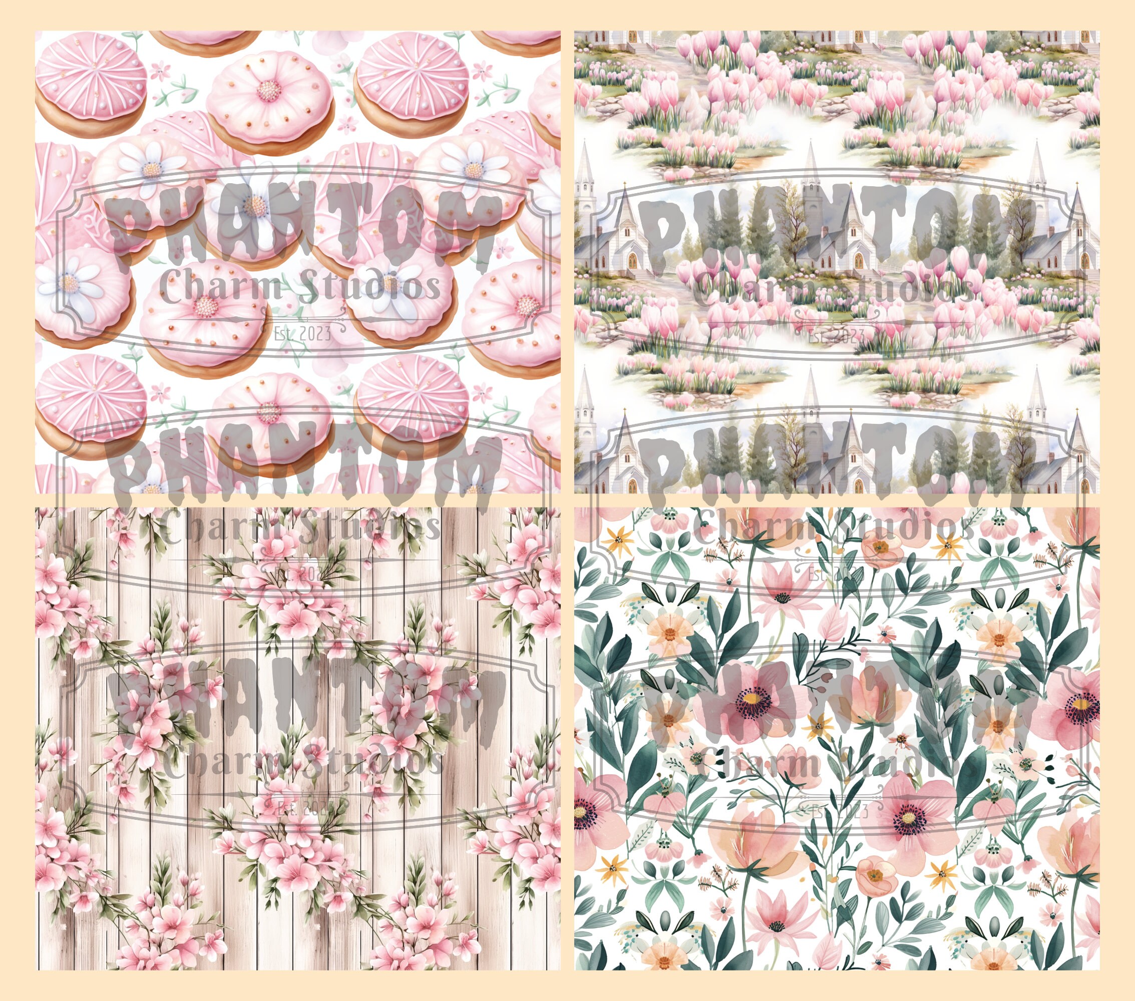Pink Easter Pattern Bundle | Digital Paper Pack, Watercolor Spring ...