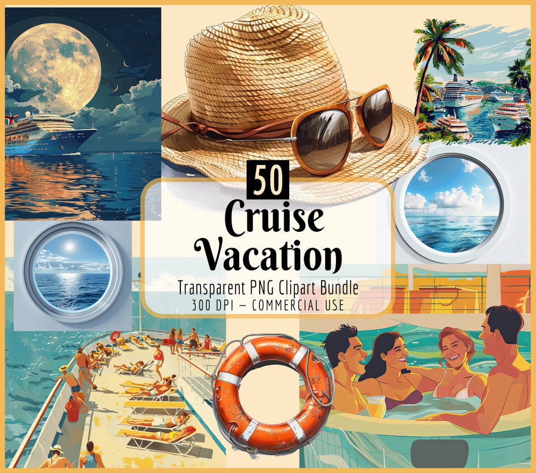Cruise Vacation Clipart Bundle I Watercolor Ocean Travel, Cruise Ships ...