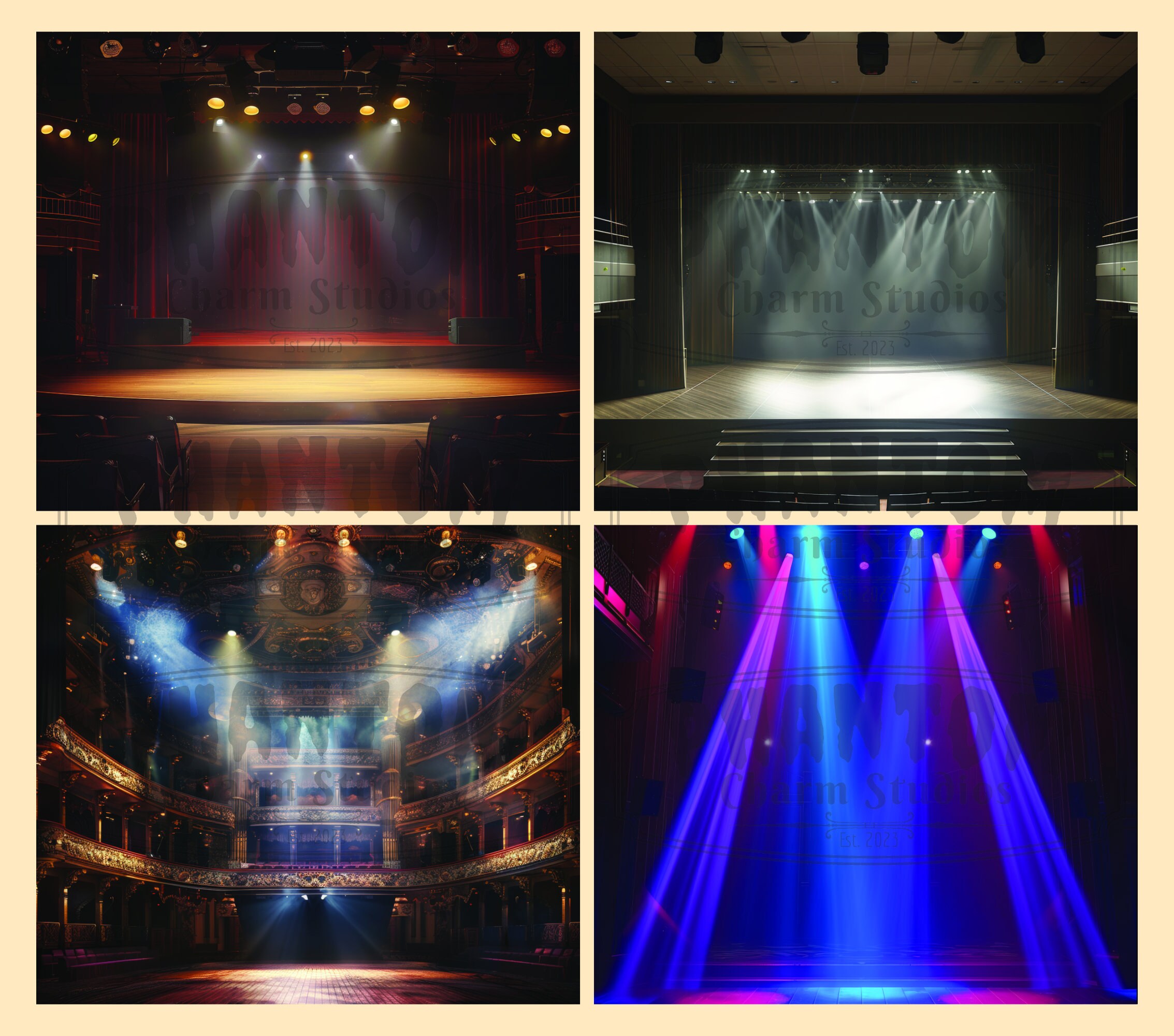Performance Stage Digital Paper Pack | Theater Opera House Backgrounds ...