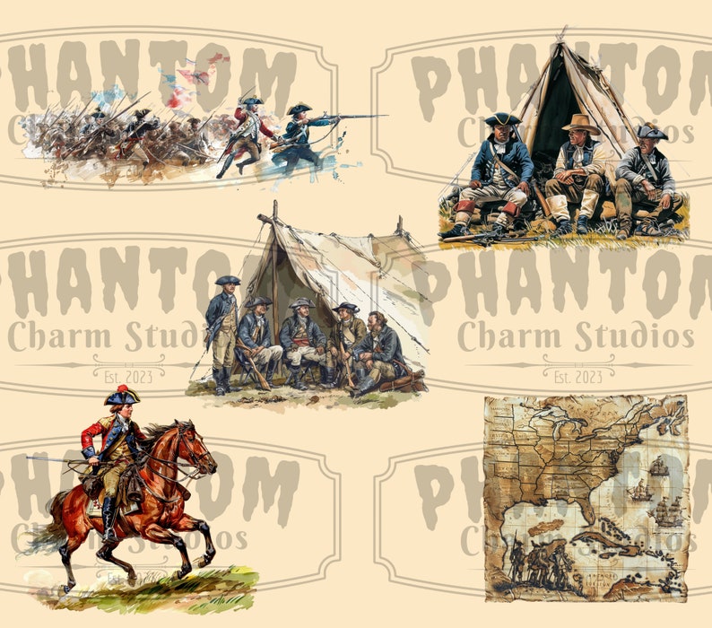 American Revolution Clipart Bundle I 1776 Minutemen Battle Reenactment ...