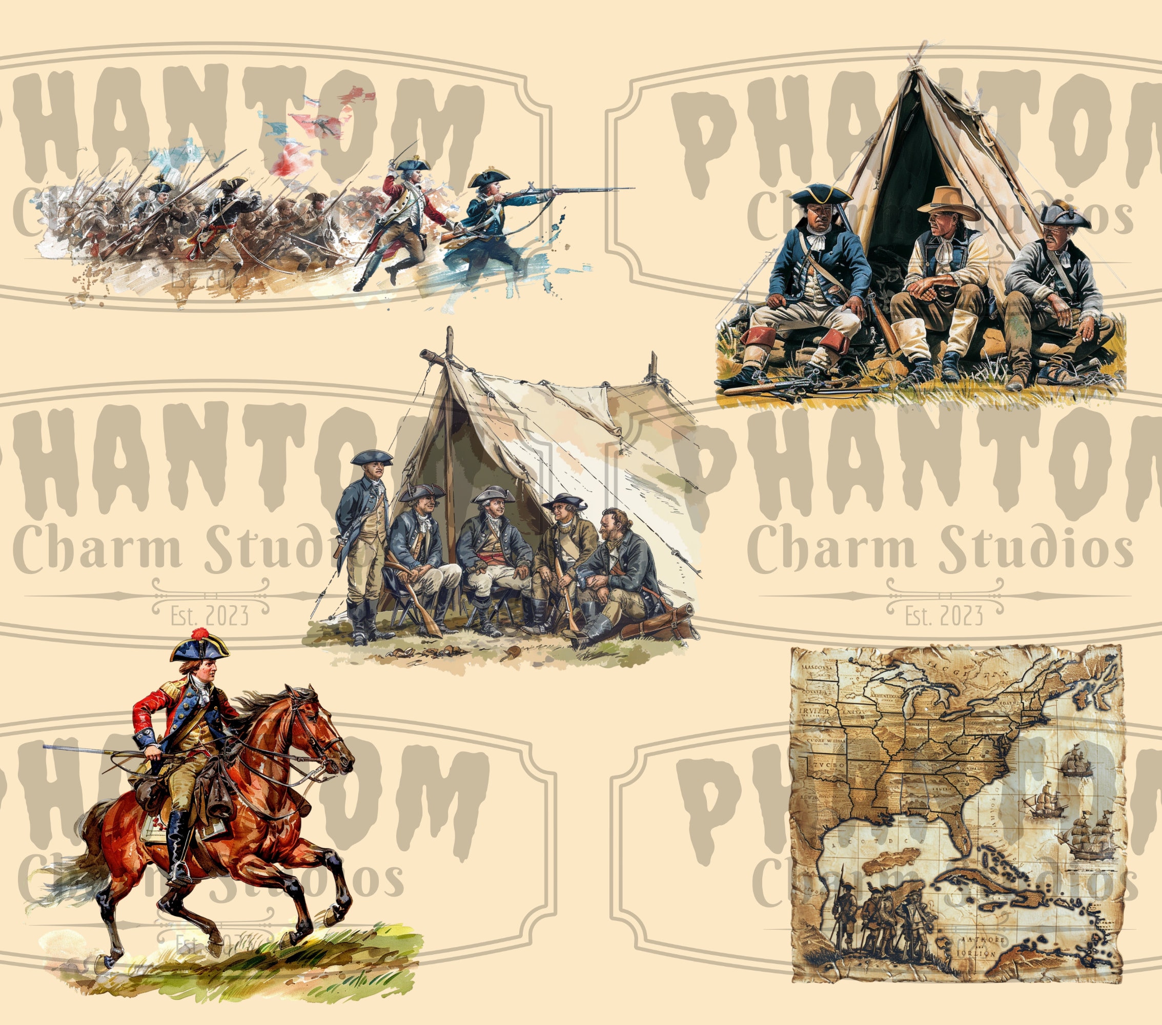 American Revolution Clipart Bundle I 1776 Minutemen Battle Reenactment ...